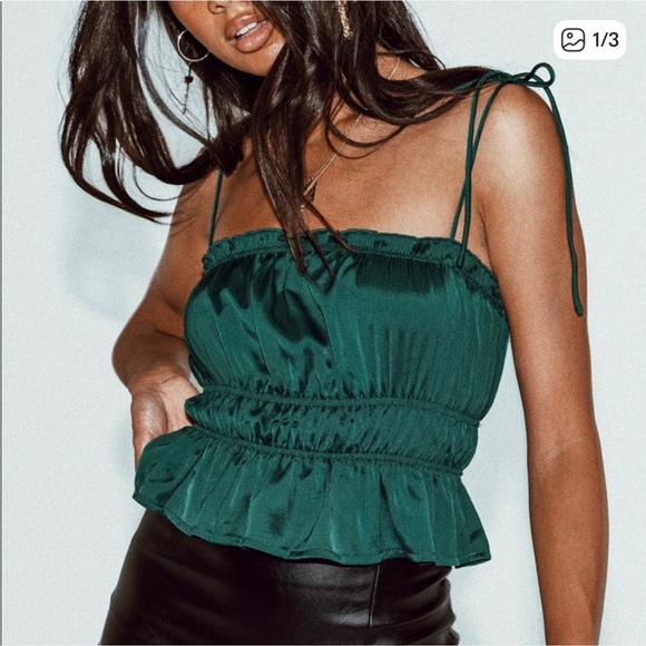 Princess Polly | Tops | Princess Polly Green Ruffle Crop Top | Poshmark